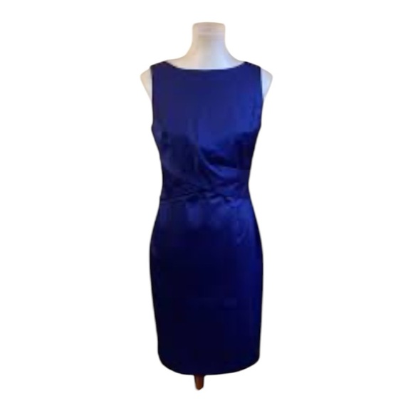 Talbots | Dresses | Talbot Scoop Neck Sleeveless Royal Blue Satin ...